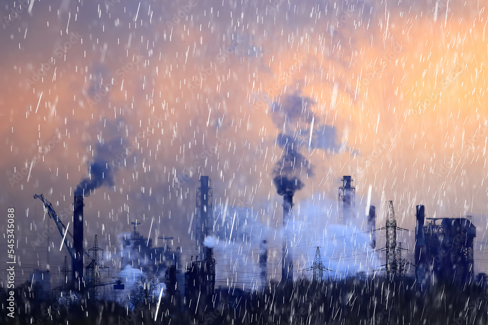 acid rain industry nature pollution carbon footprint background Stock ...