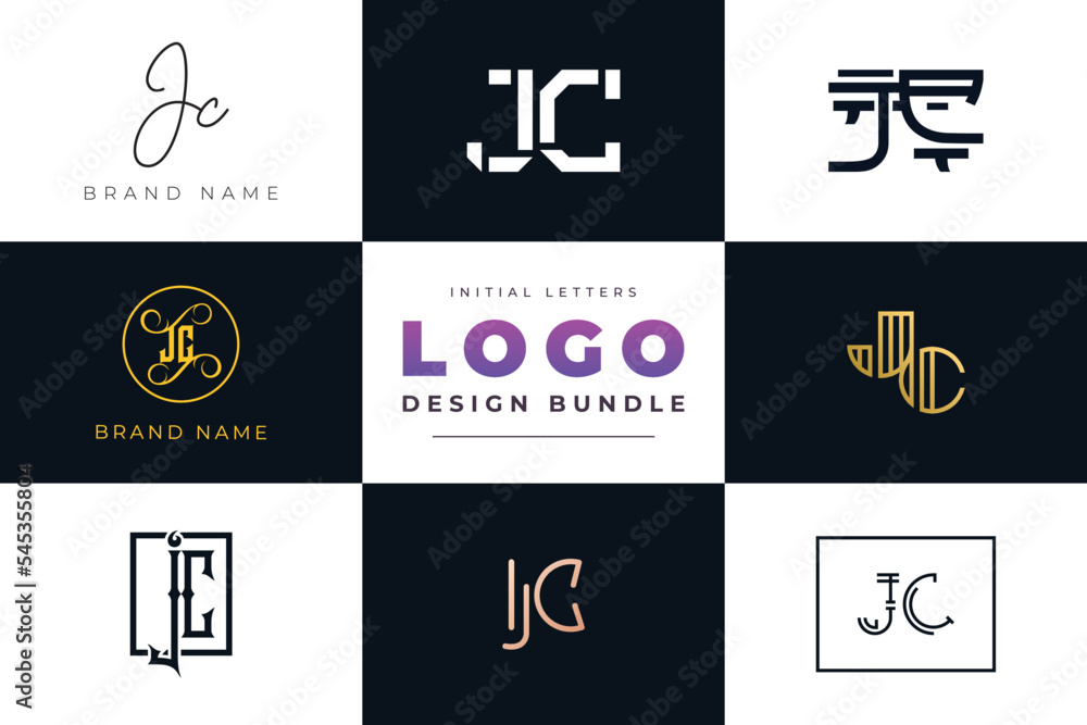 Initial letters JC Logo Design Bundle Stock Vector | Adobe Stock