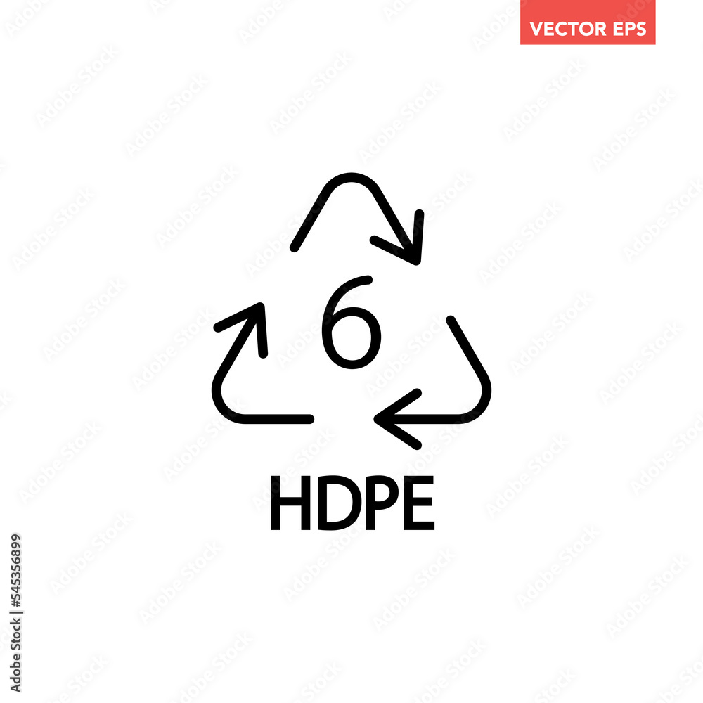 Vecteur Stock Black single plastic recycle PS 6 line icon, simple ...