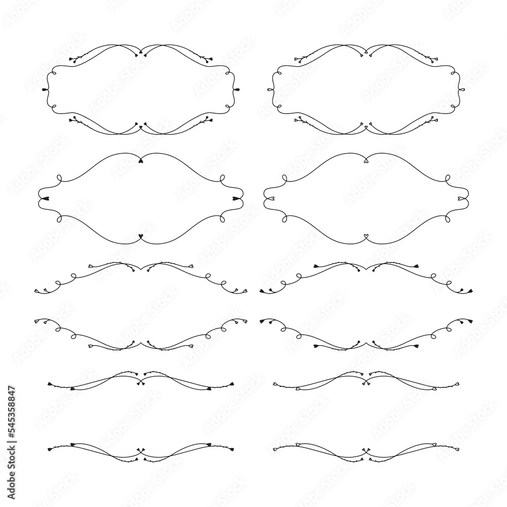 Hand drawn split monograms. Set of floral split borders for family ...