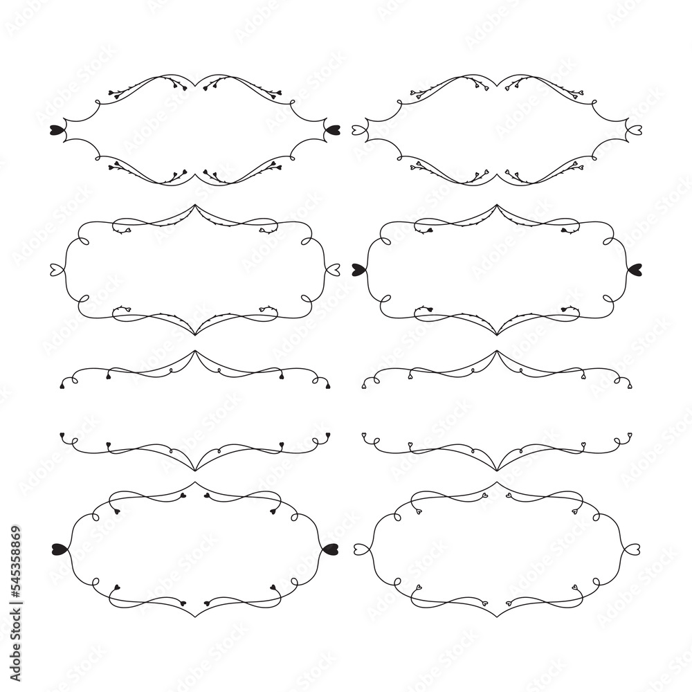 Hand drawn split monograms. Set of floral split borders for family ...