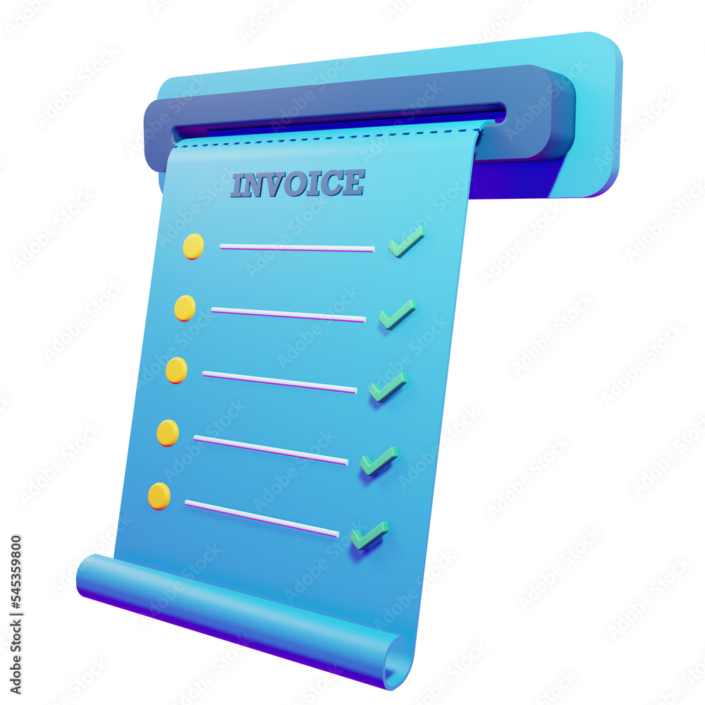 3d rendering of print invoice with transparent background. PNG file ...