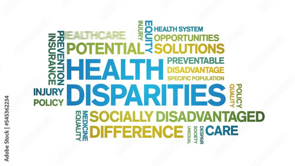 Health Disparities animated tag word cloud;text design animation ...