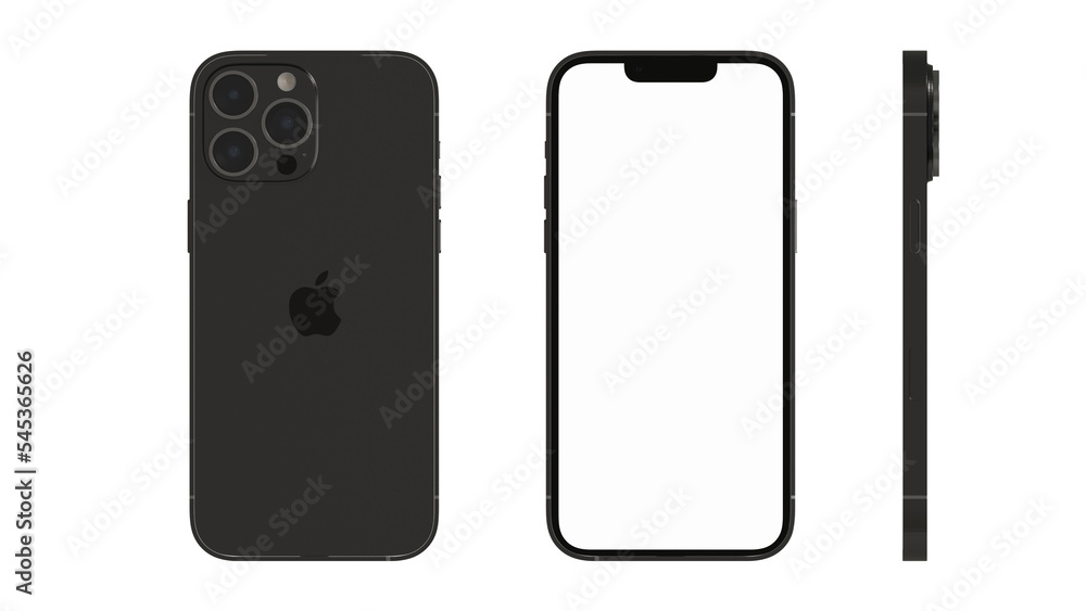 black IPHONE 13 MAX pro 3d rendering of smart phone on PNG transparent ...