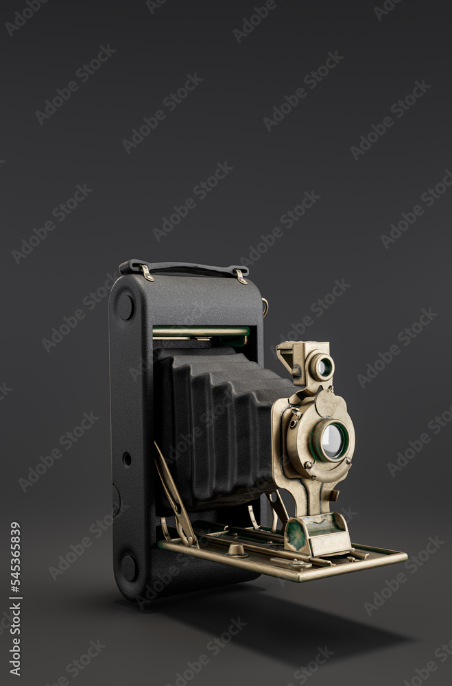 Kodak vintage junior camera, retro photo camera. from side view, 3d ...