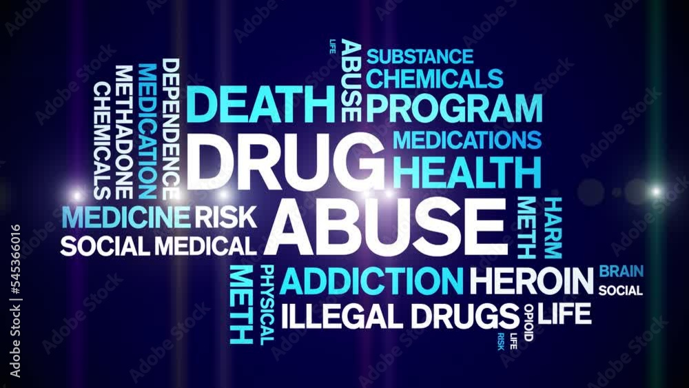 Drug Abuse animated tag word cloud;text design animation kinetic ...