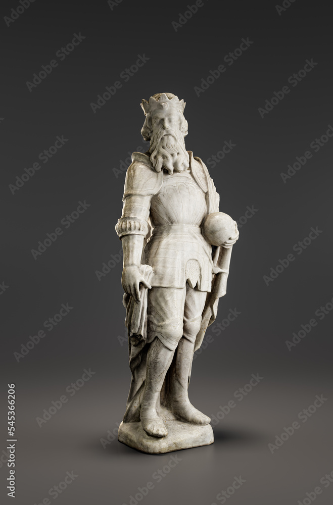 Sculpture of King David, Ancient fine art, statue. from side view, 3d ...