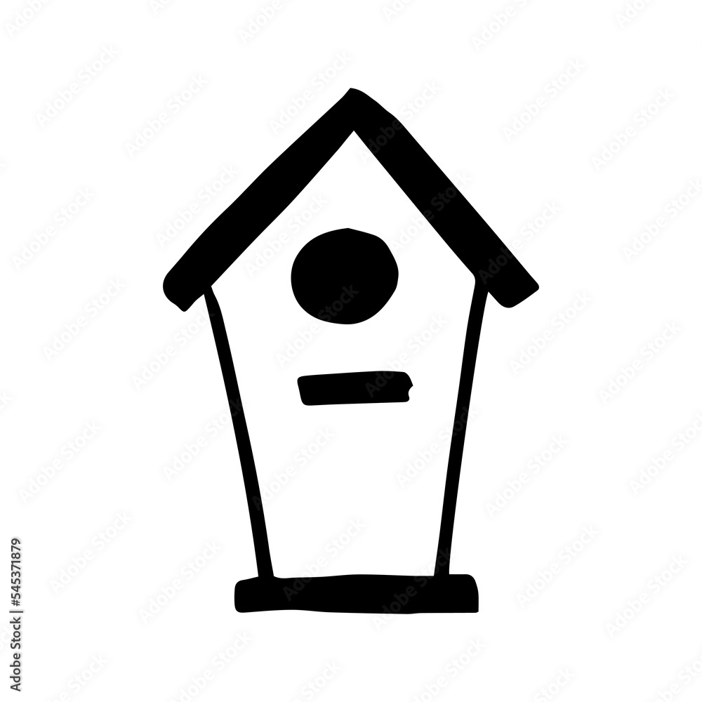Hand drawn nesting boxes doodle. Birdhouse in sketch style. Vector ...
