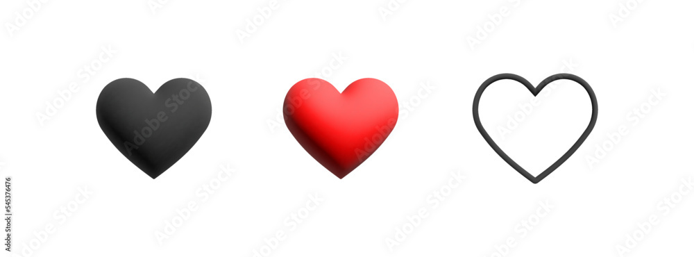 3d Hearts set icon. Cardiology, plus, elec trocardiogram, ECG, pulse ...