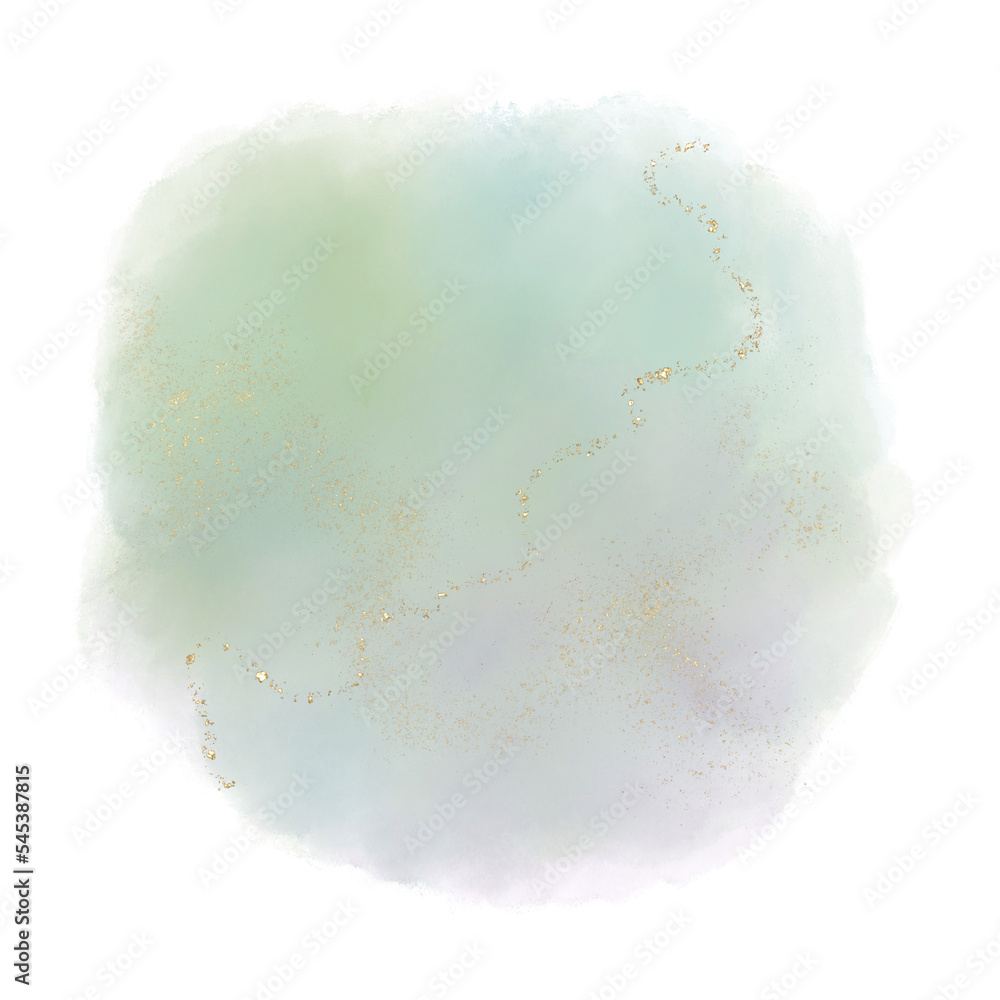 Green watercolor splotch with glitter on transparent background Stock ...