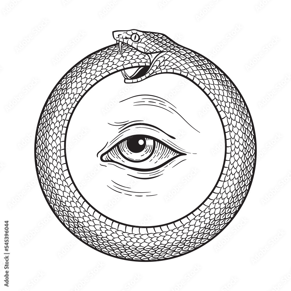 Vetor de Ouroboros or uroboros serpent snake consuming its own tail and ...