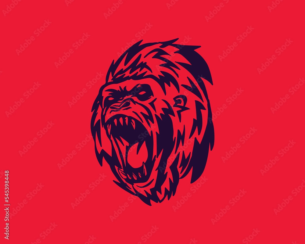 Angry Gorilla Logo with red background Stock Vector | Adobe Stock