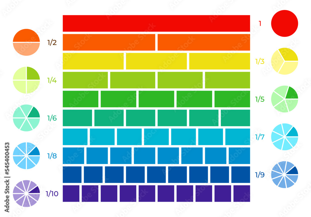 Vector illustration of fraction tiles isolated on white background ...