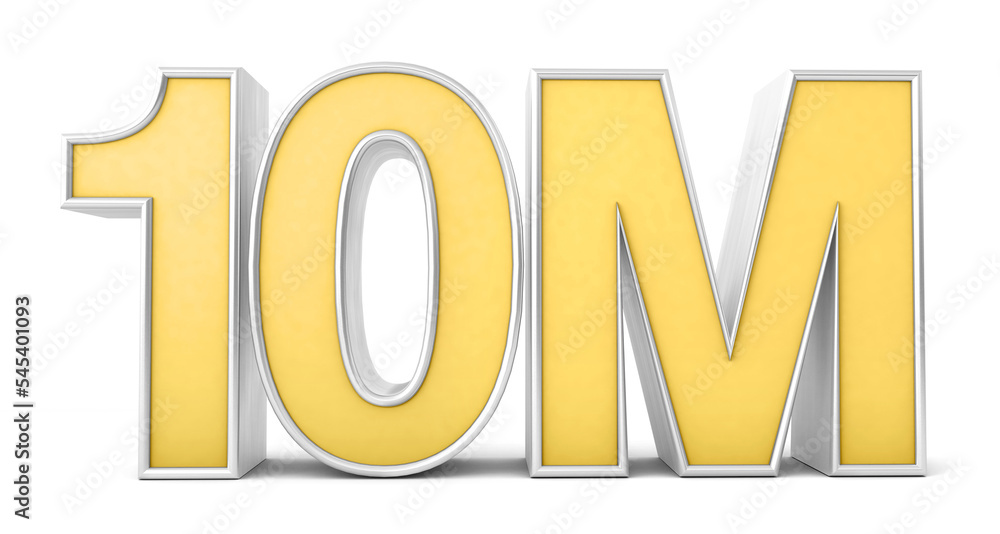 10M 3d. 1 million Views. 10 million followers isolated on white ...