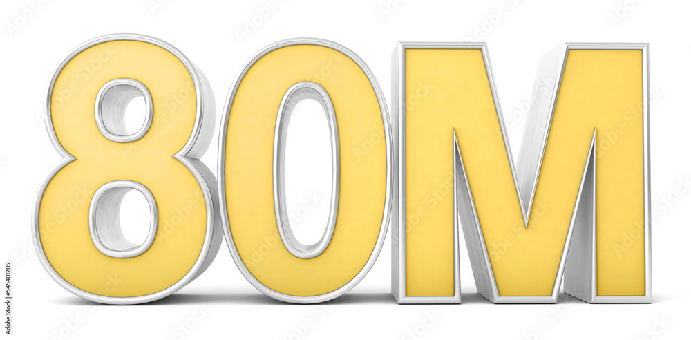 80M 3d. 80 million Views. 80 million followers isolated on white ...