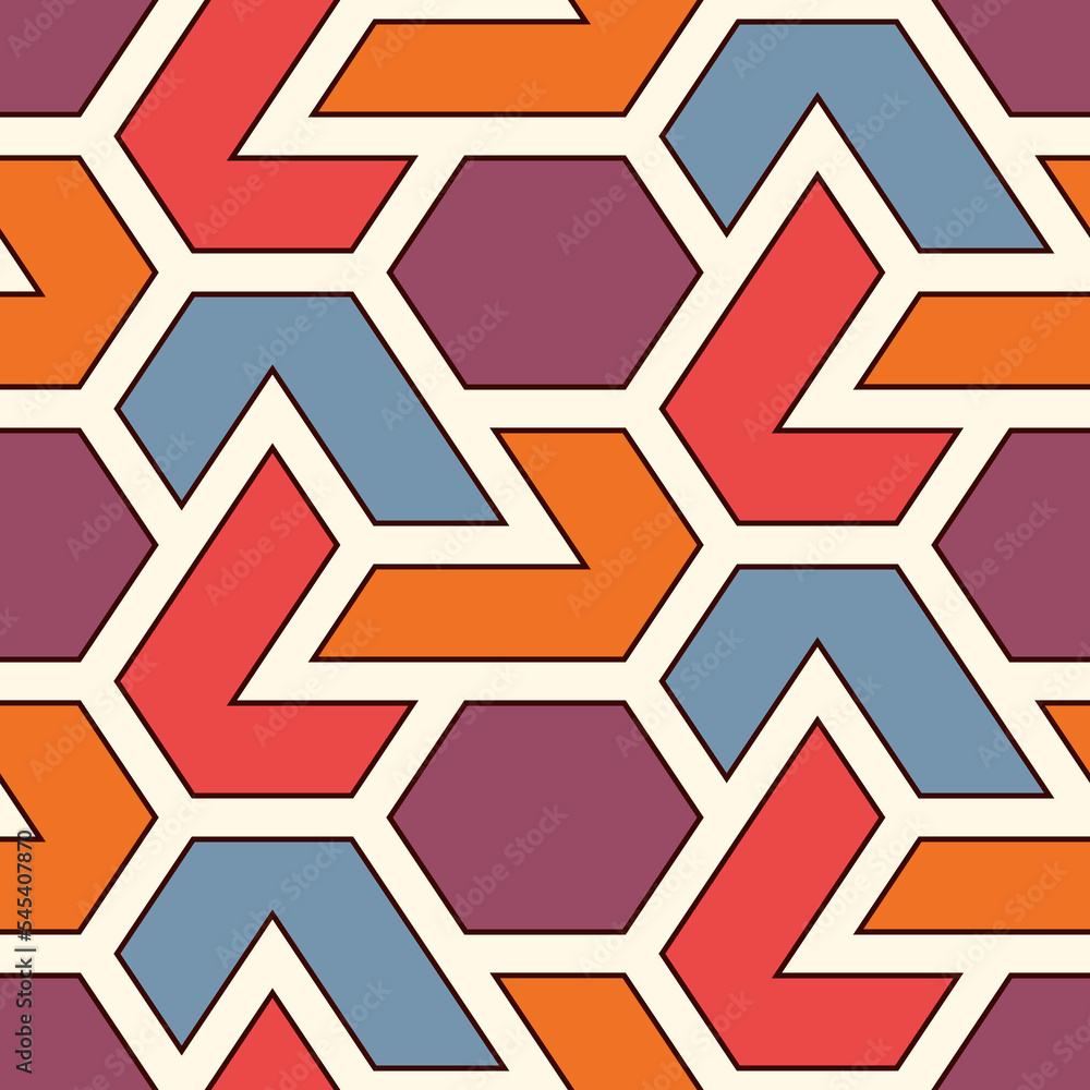 Contemporary geometric pattern. Puzzle ornament. Repeated interlocking ...