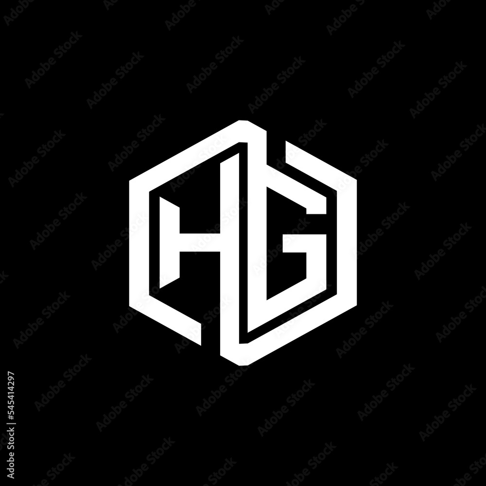 HG letter logo design with black background in illustrator, cube logo ...