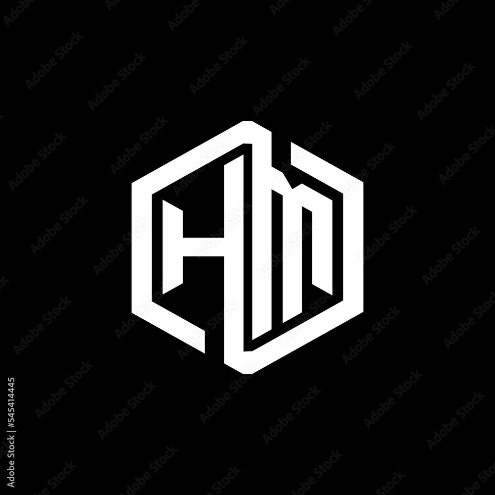 HM letter logo design with black background in illustrator, cube logo ...
