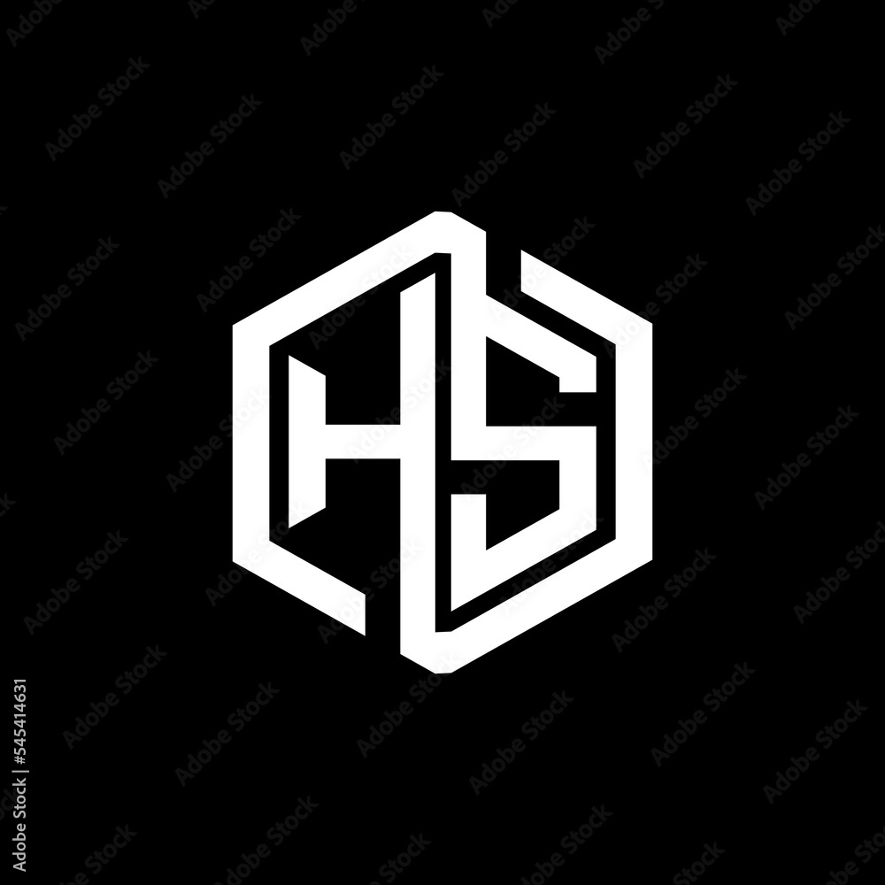 HS letter logo design with black background in illustrator, cube logo ...