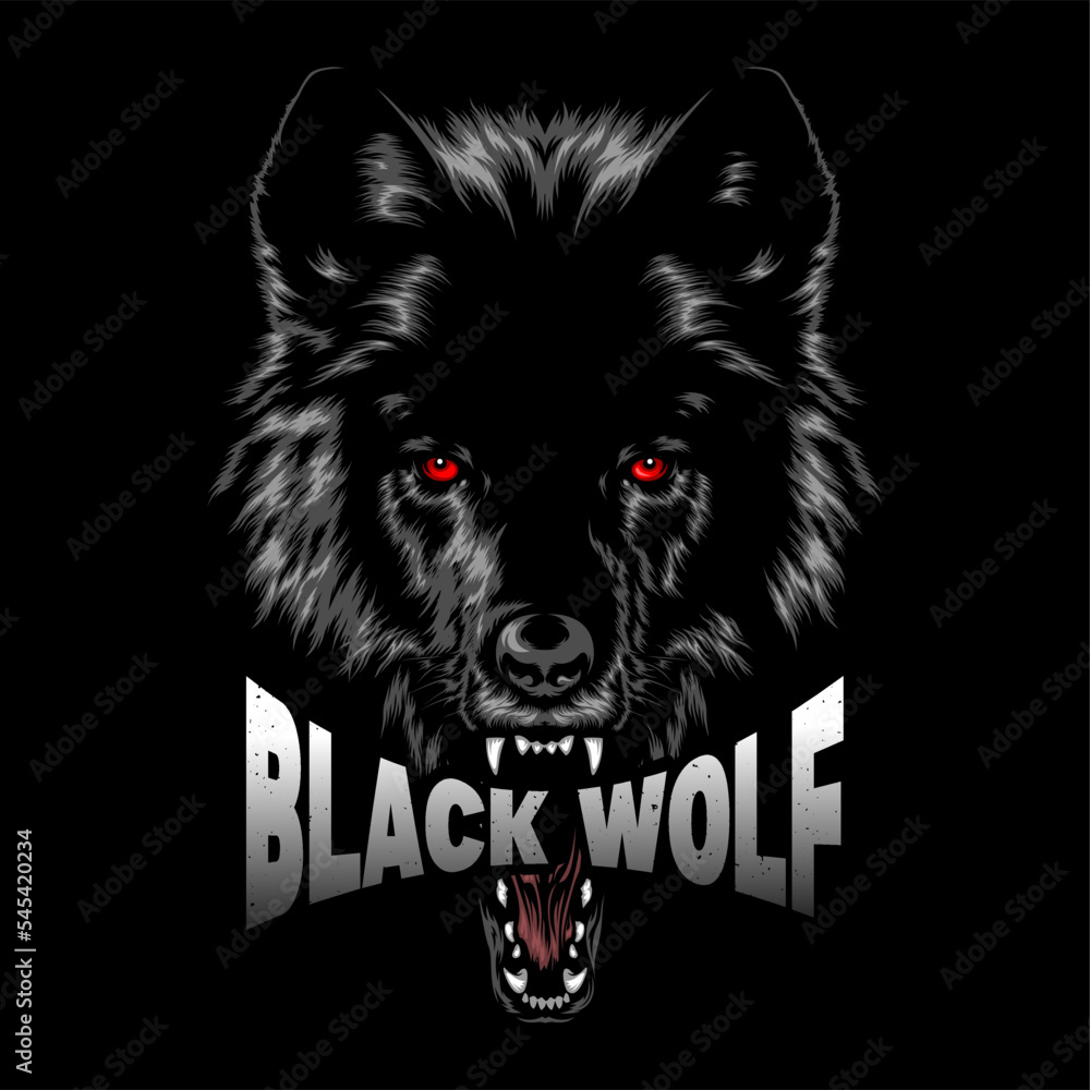 black wolf vector illustration, Design element for logo, poster, card ...