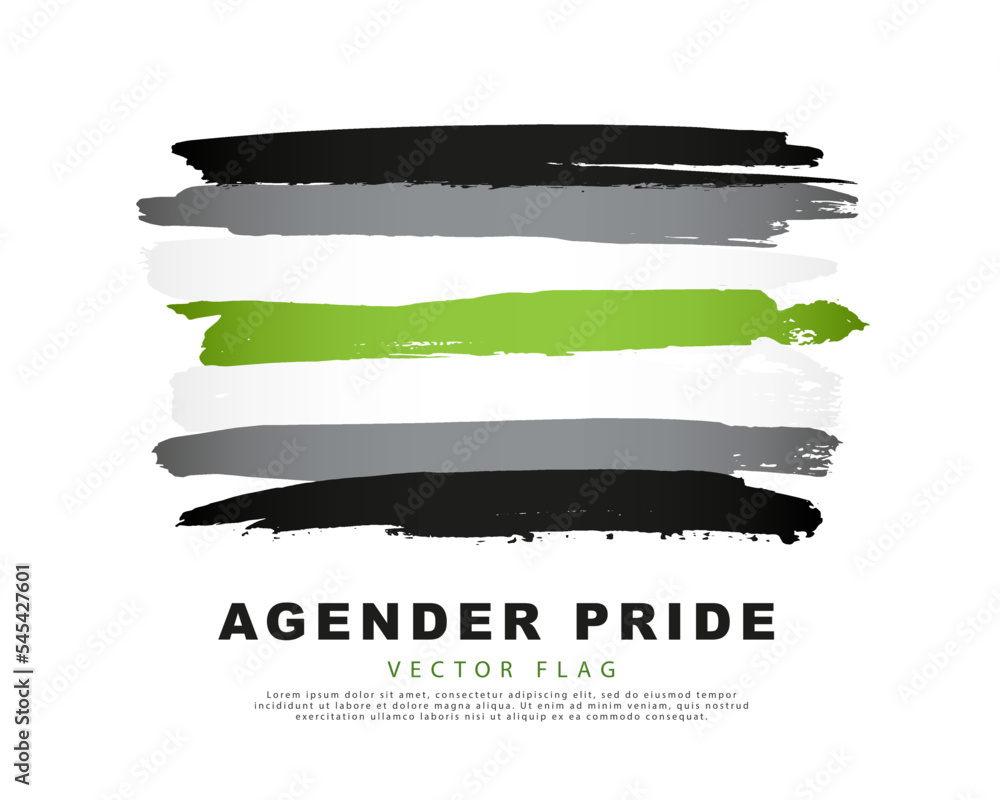 Black, gray, white and green brush strokes, drawn by hand. The flag of ...