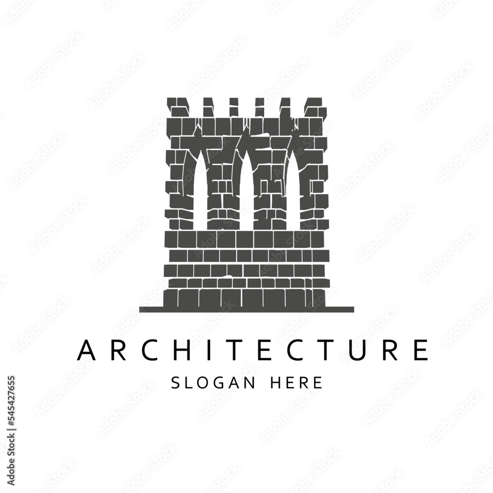 Vector castle wall logo. Tower and security symbol or icon. Unique ...