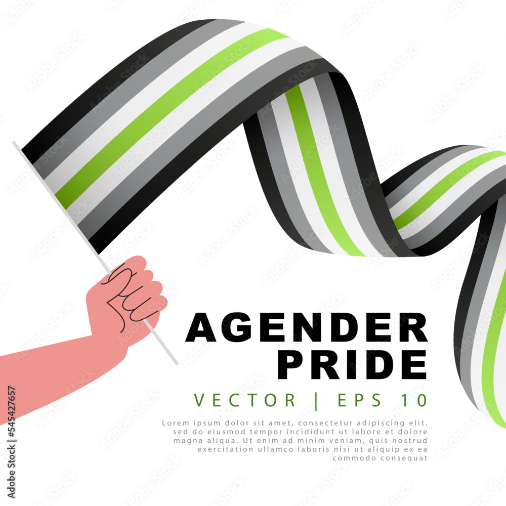 The flag of agender pride is in the hand of a person. Sexual ...