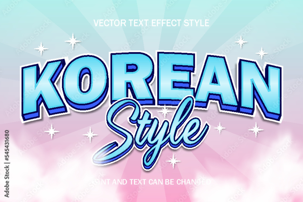 korean style font typography 3d editable text effect style lettering ...