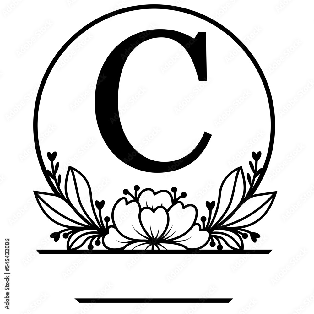 Family last name svg, Wedding frame, Letter С, Split monogram svg Stock ...