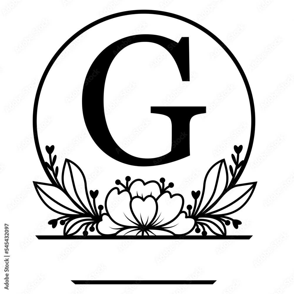 Flower letter G, Split monogram svg, Family last name svg Stock Vector ...