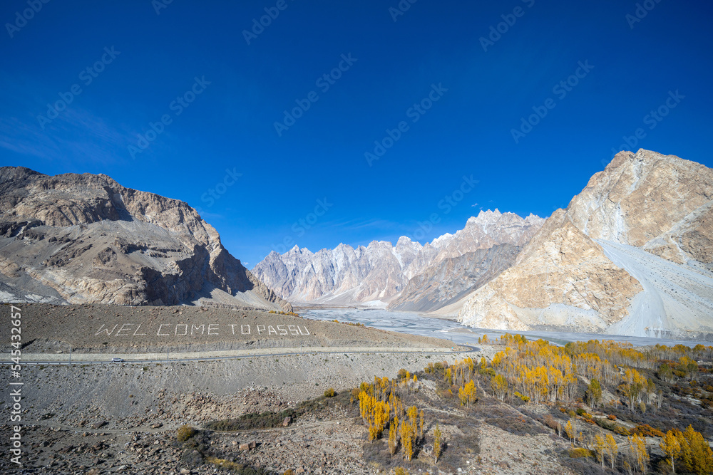 Autumn view of Passu Cones in the Gilgit Baltistan region of northern ...