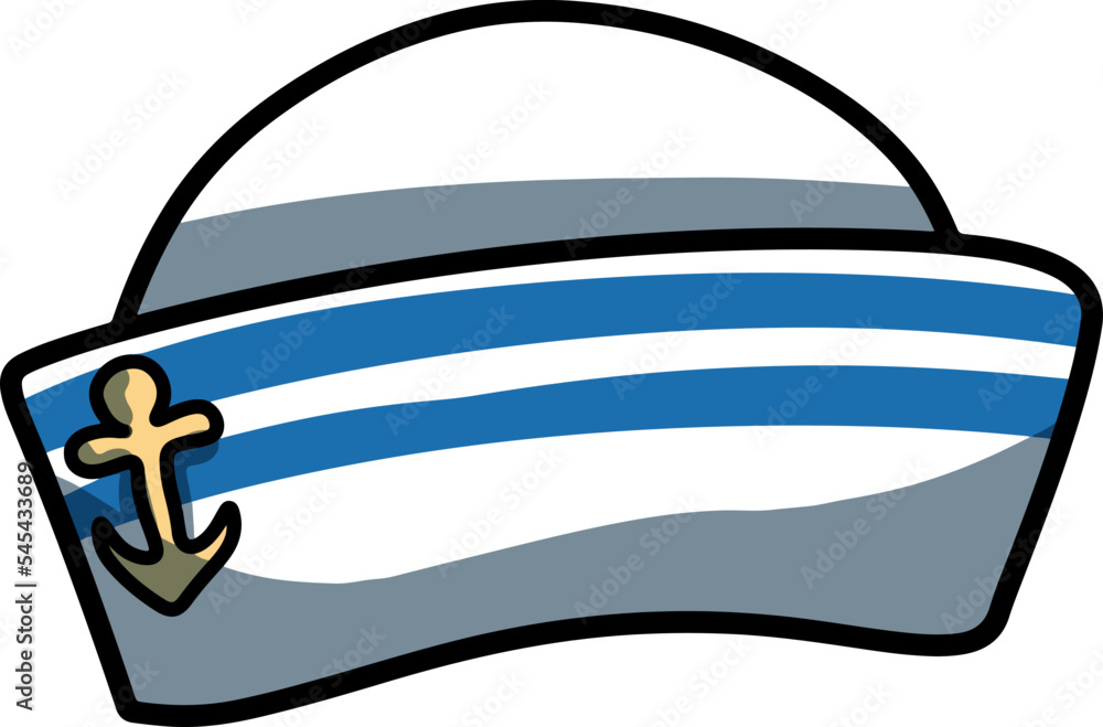 Cute kawaii sailor hat clipart on a white background Stock Vector ...