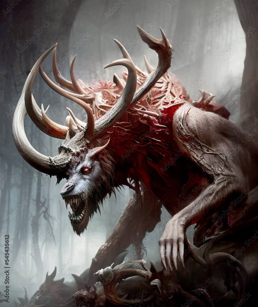 Illustration of the Wendigo , Native American Myth. Generative Ai ...