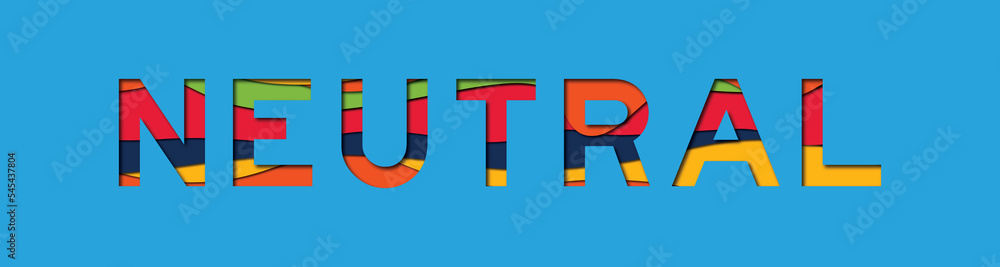 Letter with papercut style in word neutral on blue background Stock ...
