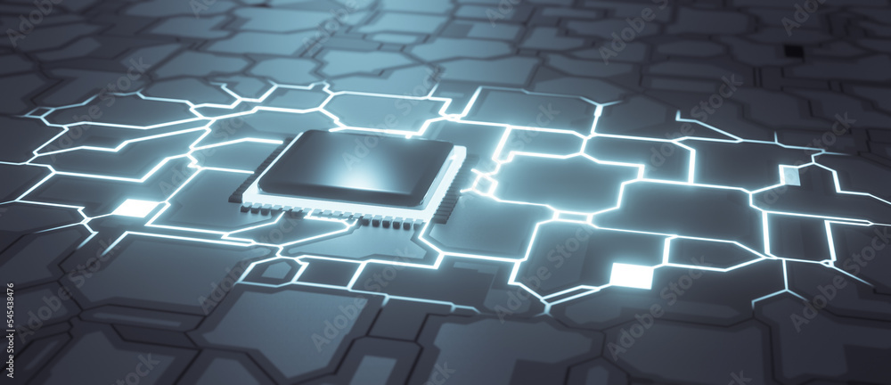 Computer technology background CPU central processing unit on circuit ...