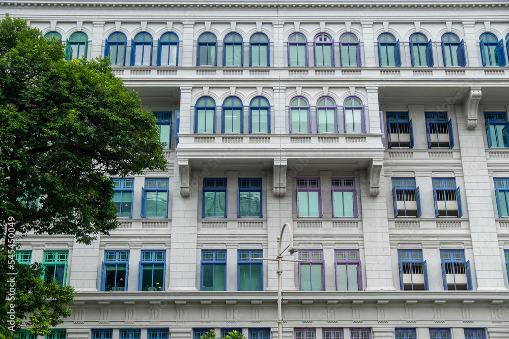 Colorful rainbow window of the Old Hill Street Police Station near ...