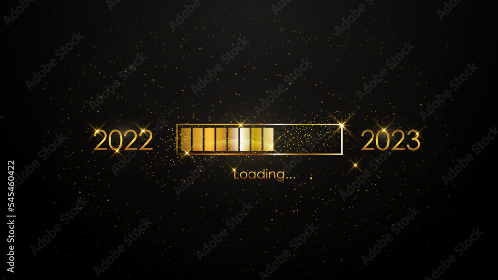 bar loading new year 2022 to 2023 with golden glitter. vector happy new ...