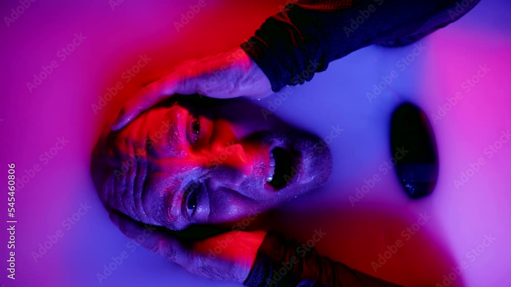 Screaming bald man depressed face. Crying and in the concept of a sad ...