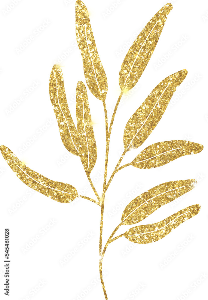 Gold Glitter Leaf Stock Illustration | Adobe Stock