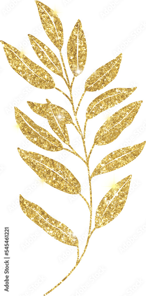 Gold Glitter Leaf Stock Illustration | Adobe Stock