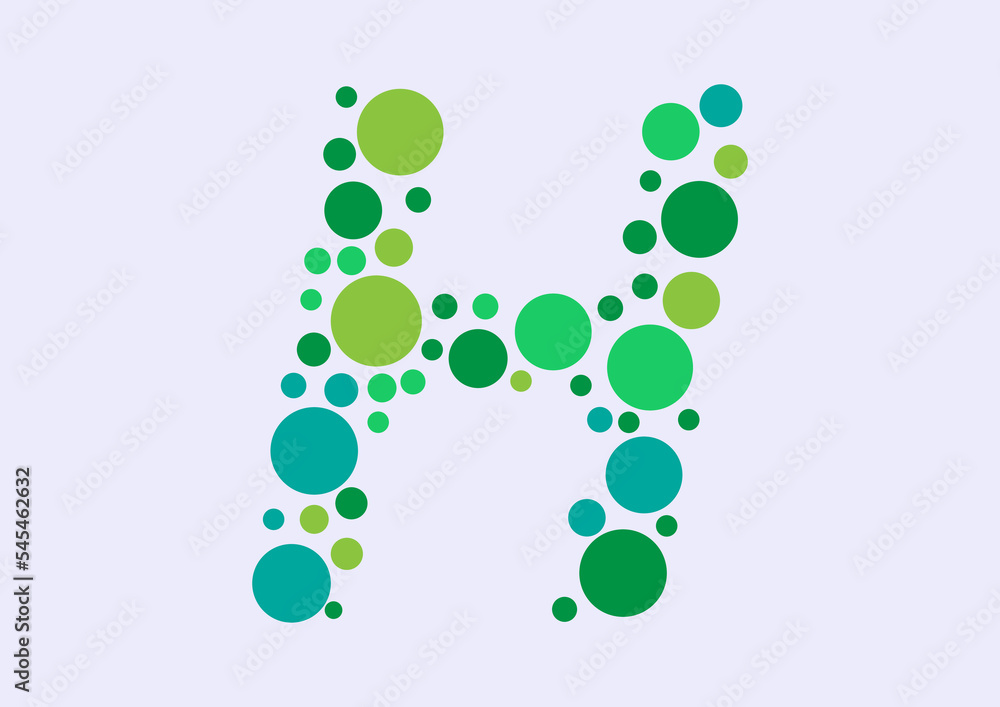 Vector graphic of Initial Letter H lined with a mosaic of colored ...