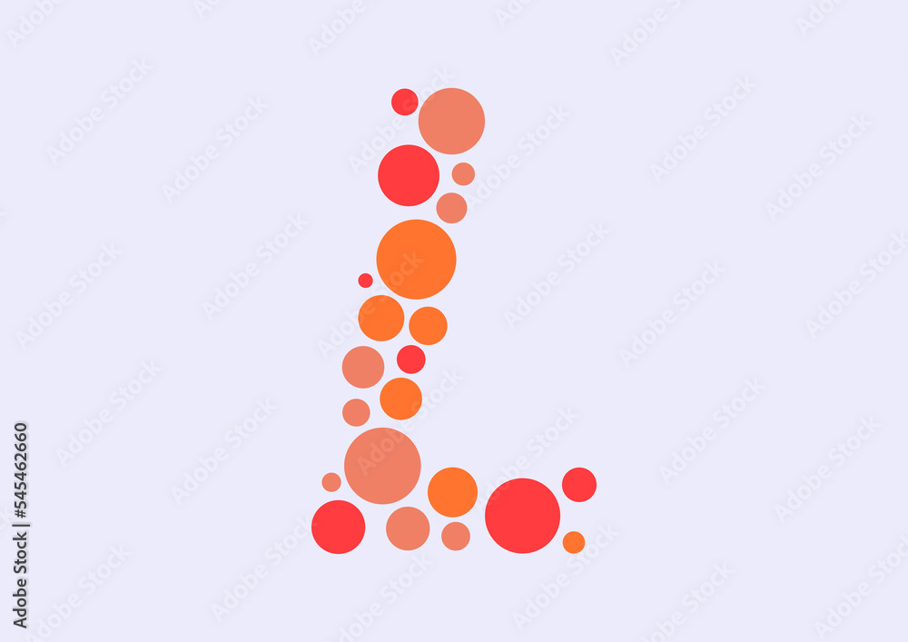 Vector graphic of Initial Letter L lined with a mosaic of colored ...