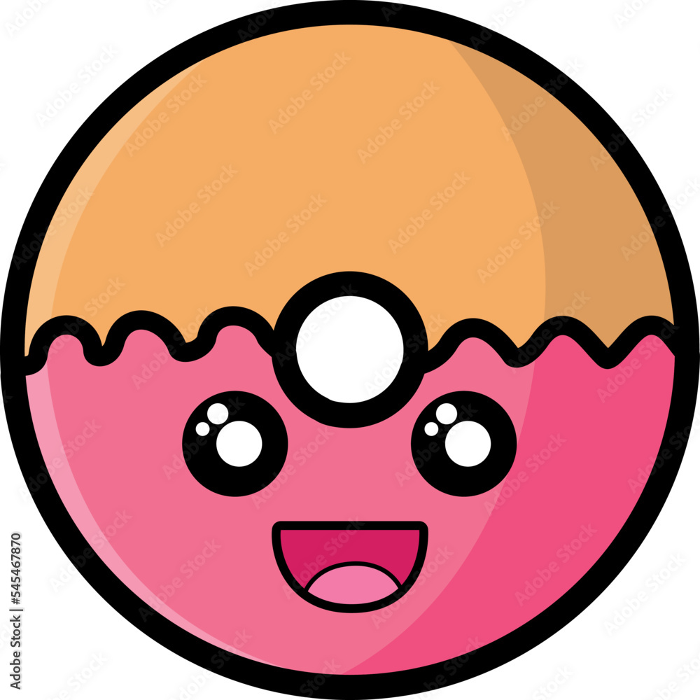 Cartoon-style donut isolated on a vertical white background. Stock ...