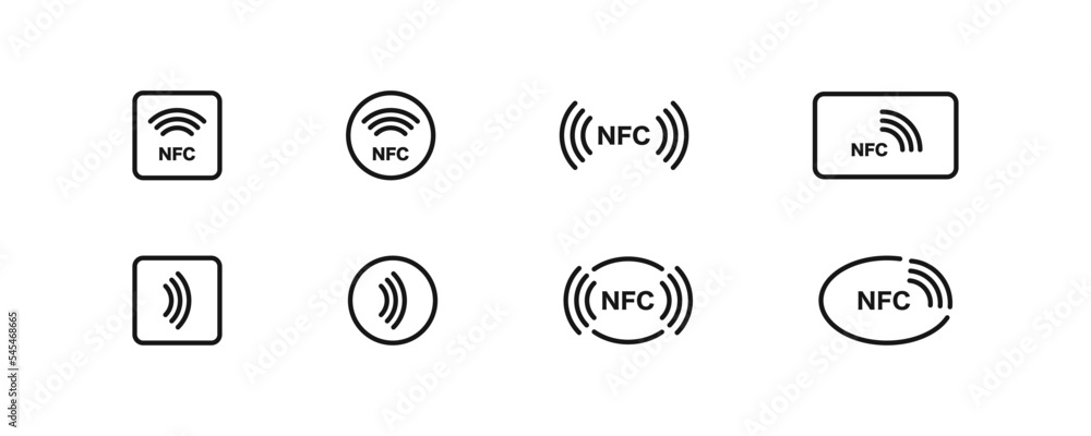 NFC icon. Contactless pay symbol. Payment wireless icons. Card and ...