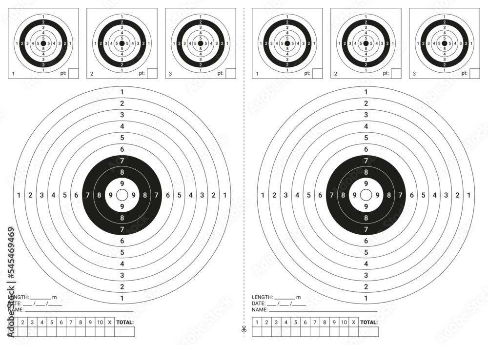 Target shoot. Gun shooting range. Target with numbers, bullseye and aim ...