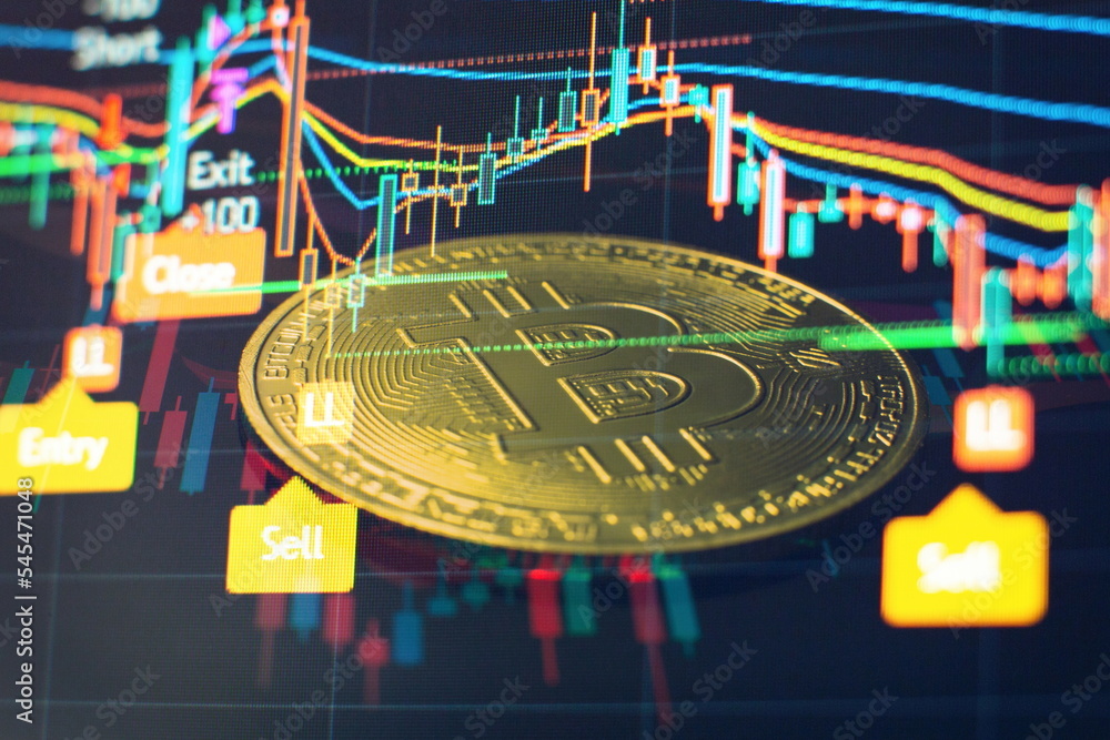Bitcoins and New Virtual money concept , trading graph and candlestick ...