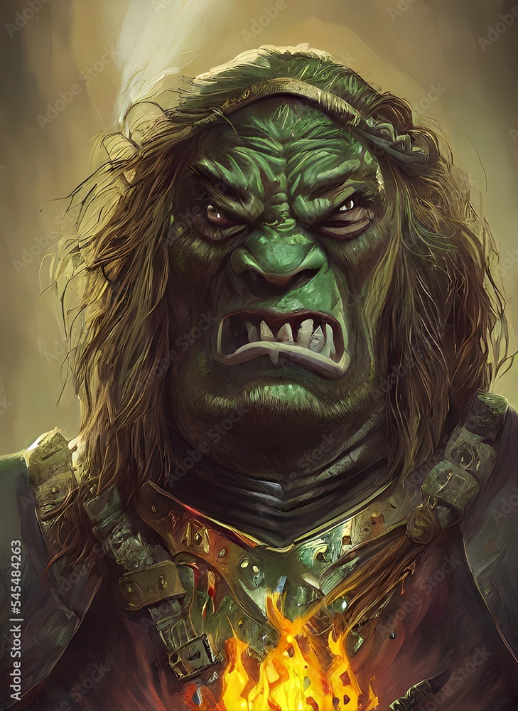 angry orc ogre fire mage concept portrait fantasy fiction character ...
