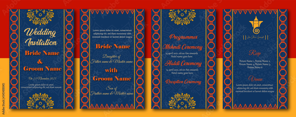 legant Indian theme wedding card invitation template ready to print ...