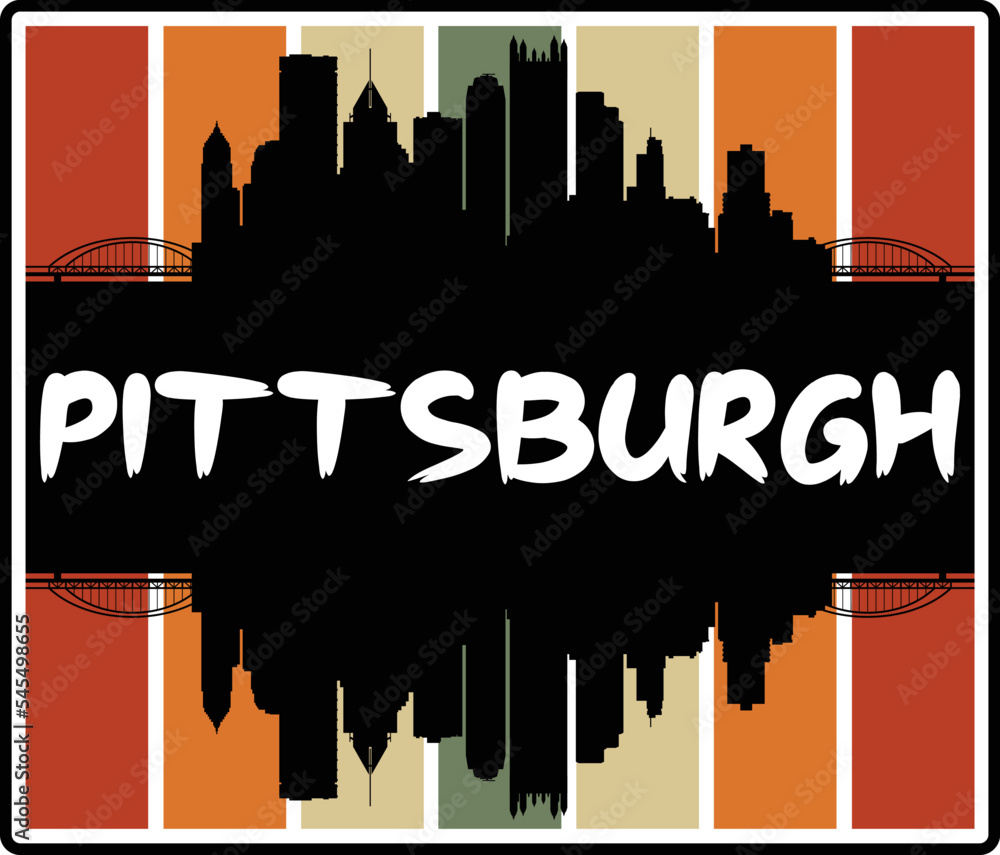 Pittsburgh Pennsylvania USA Skyline Sunset Travel Souvenir Sticker Logo ...
