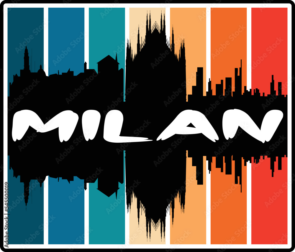 Milan Italy Skyline Sunset Travel Souvenir Sticker Logo Badge Stamp ...